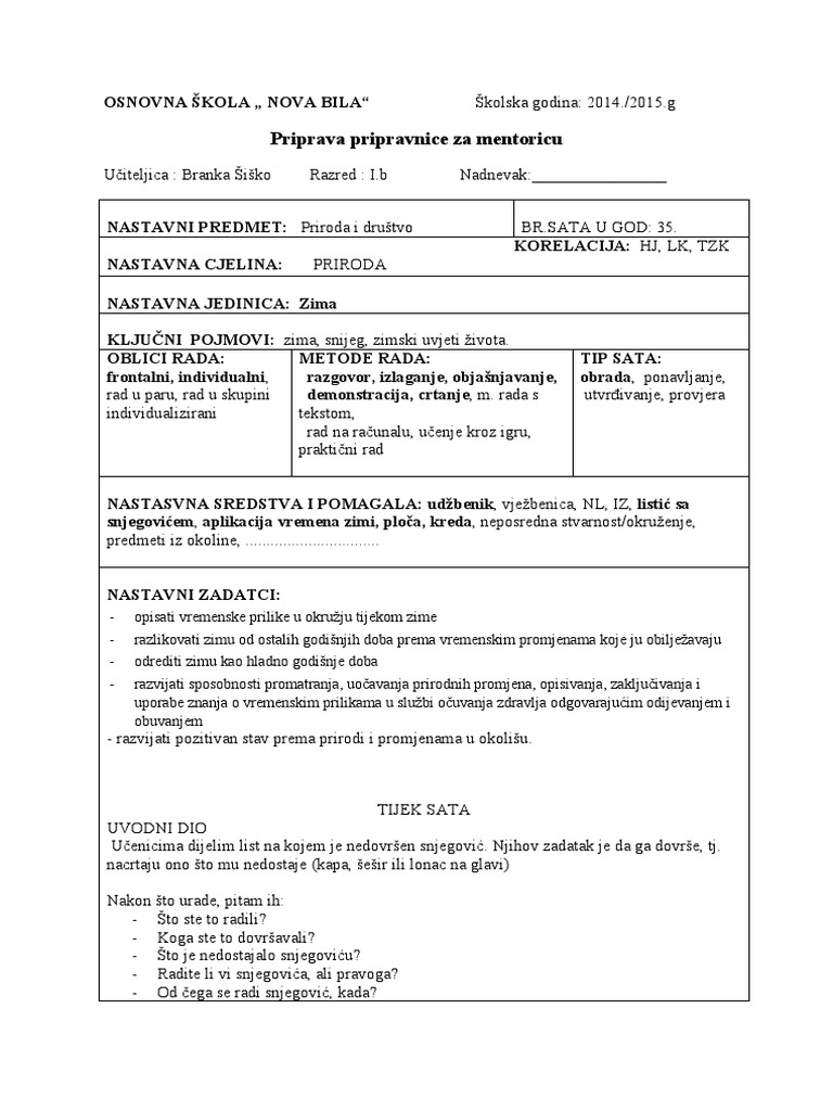 ZIMA 1.rzred Priroda | PDF