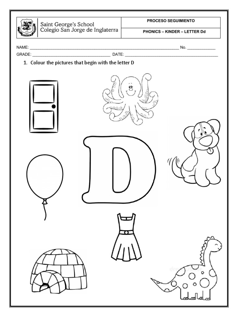 Phonics 1 - Letter D - Colour Worksheet | PDF
