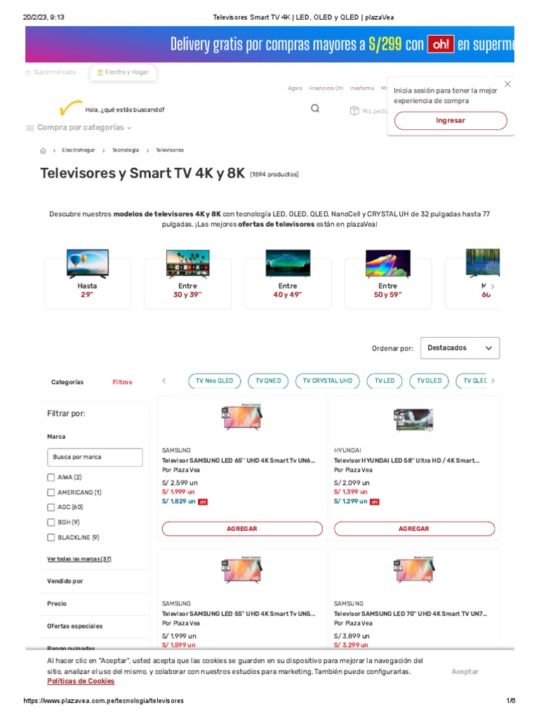 Televisores Smart TV 4K - LED, OLED y QLED - PlazaVea | PDF | Informática | Bienes de consumo