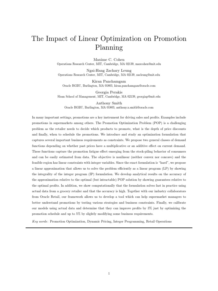 Maxime Cohen Promo Paper Final | PDF | Mathematical Optimization ...