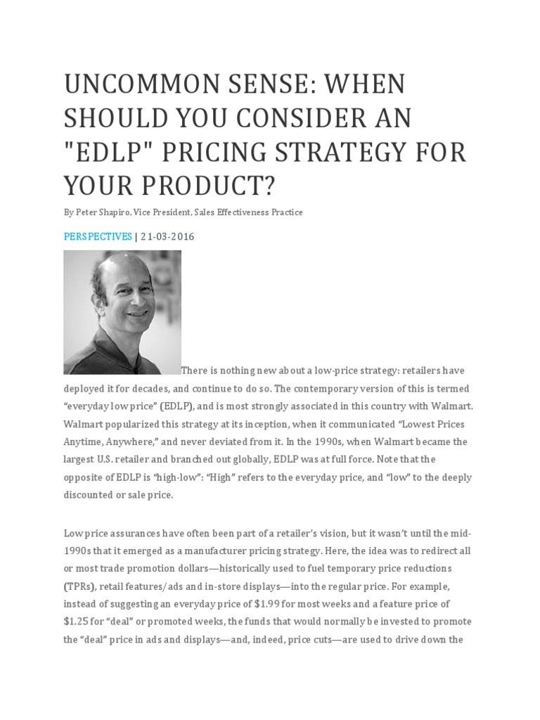 When To Consider EDLP Pricing Strategy | PDF | Retail | Elasticity ...