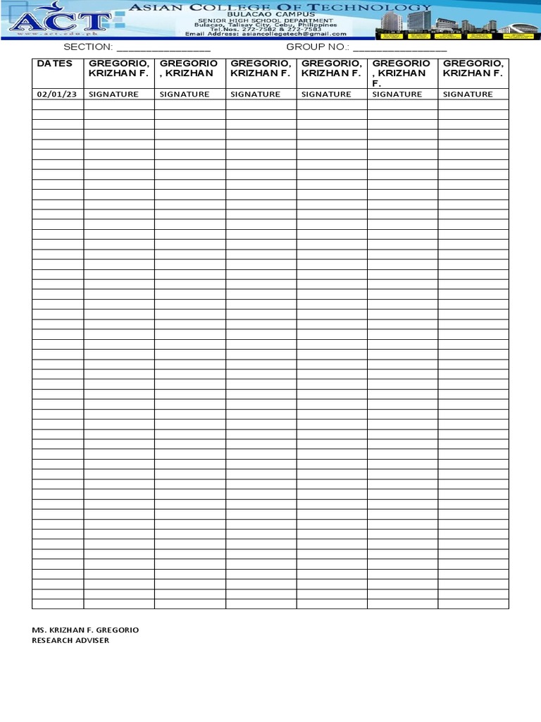 Attendance Sheet Reserach 3 | PDF | Law | Science & Mathematics