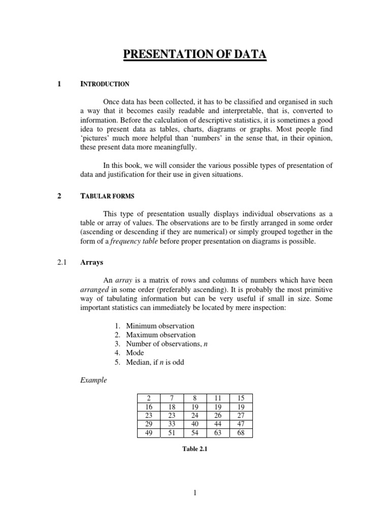 Presentation of Data | PDF