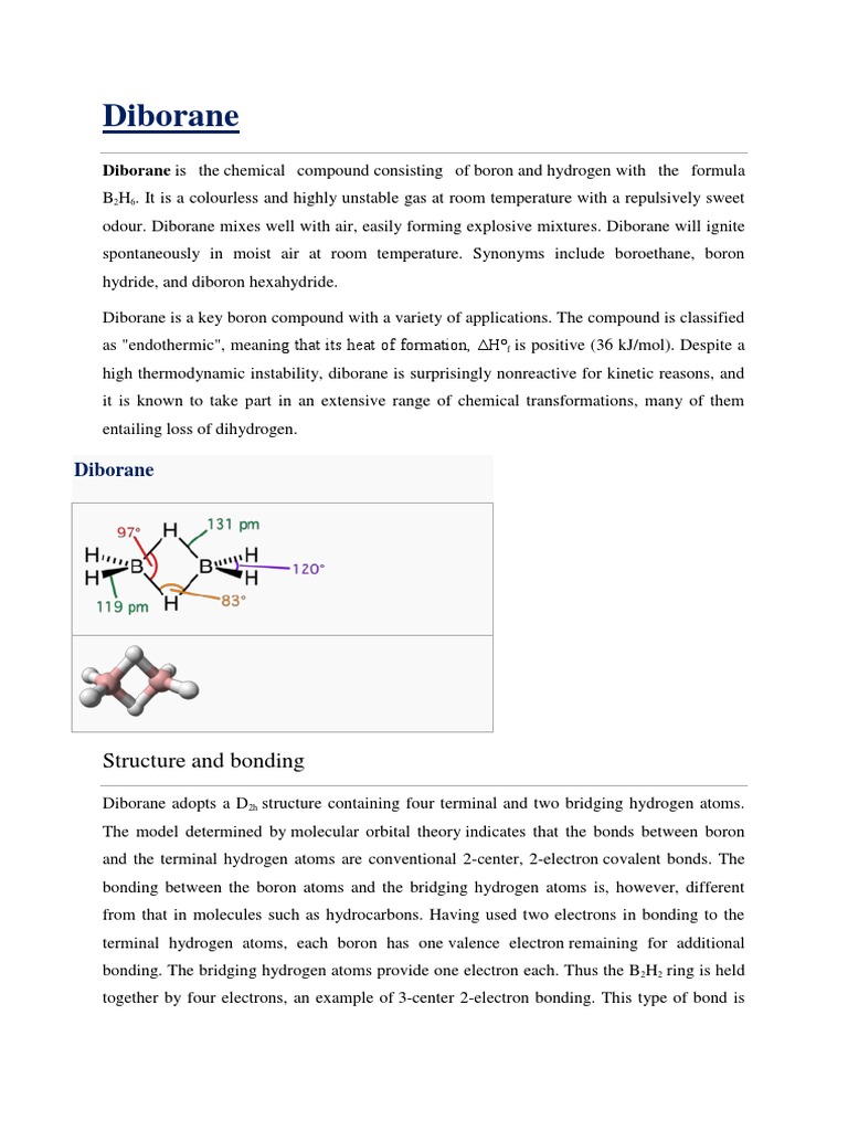Diborane | PDF | Molecules | Chemical Elements
