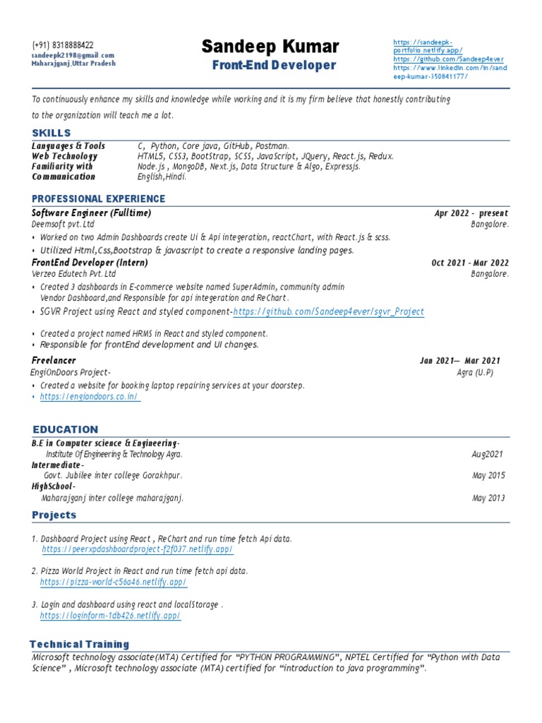 Iimjobs Sandeep Kumar | PDF | Bootstrap (Front End Framework) | Software