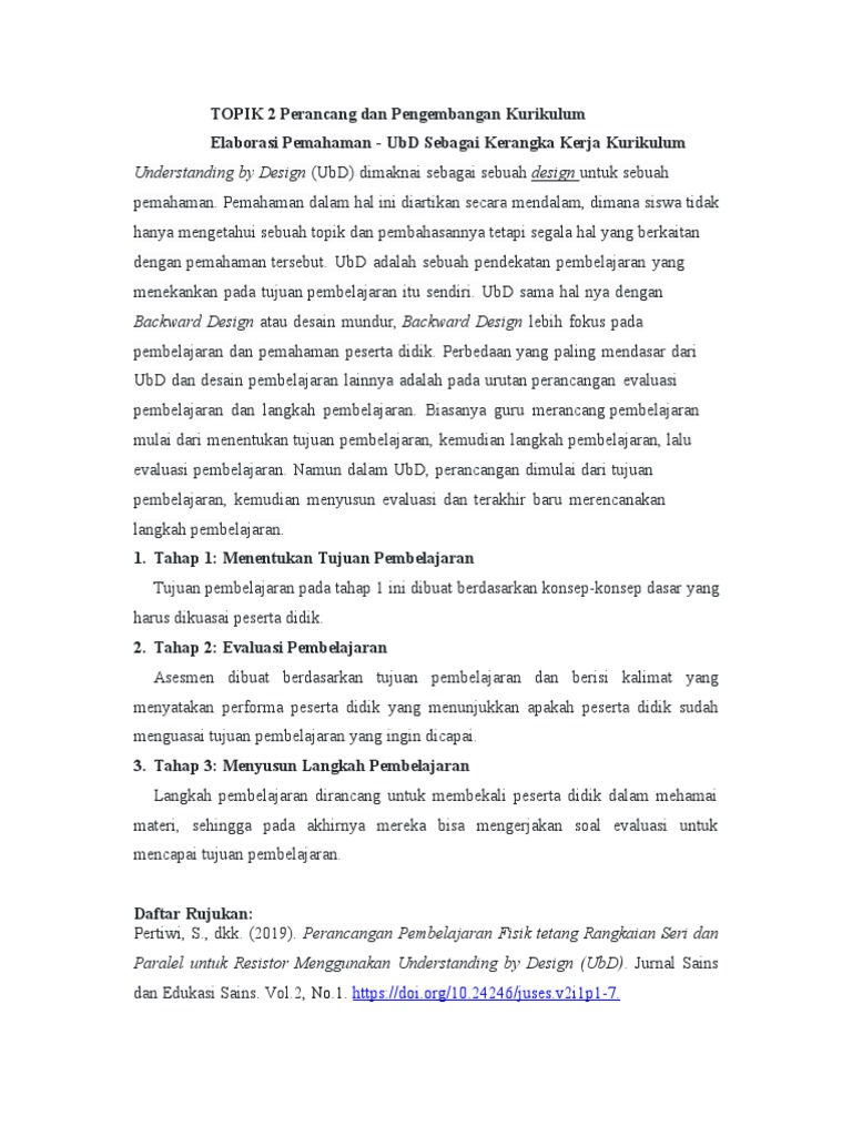 TOPIK 2 Perancang Dan Pengembangan Kurikulum Elaborasi Pemahaman | PDF TOPIK 2 Perancang Dan Pengembangan Kurikulum Elaborasi Pemahaman | PDF
