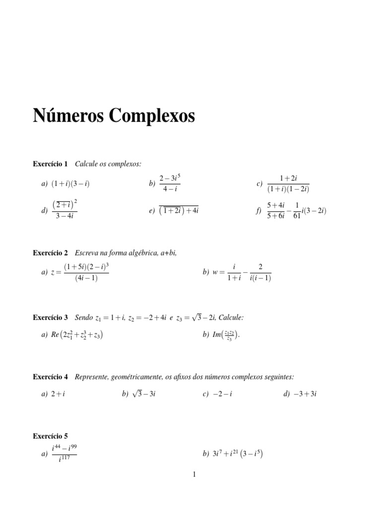 1 - Números Complexos | PDF | Geometria | Raiz quadrada