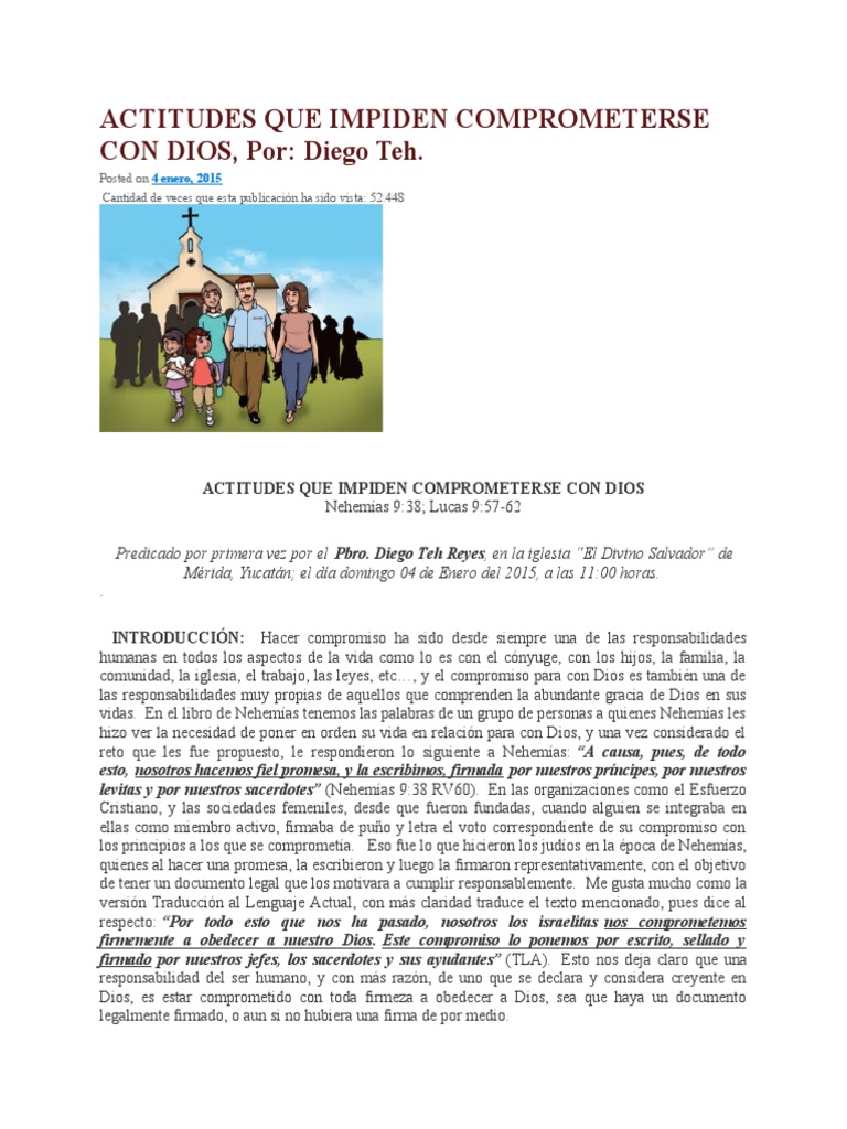 Actitudes Que Impiden Comprometerse Con Dios | PDF | Jesús | Dios