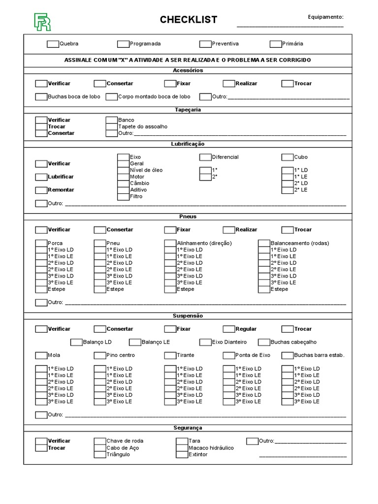 CHECKLIST ATUALIZADO EM PDF | PDF | Eixo | Ar condicionado