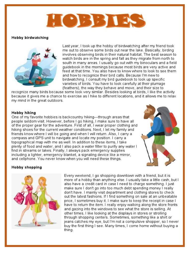 Easy Readings Hobbies Reading Comprehension Exercises - 143367 | PDF ...