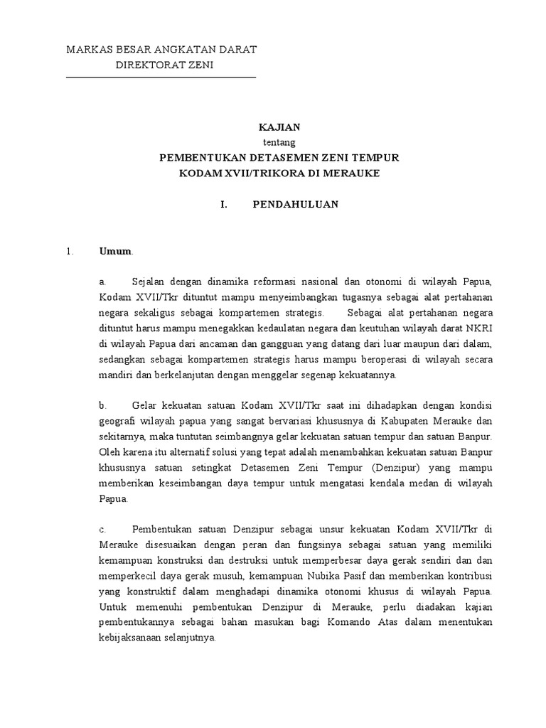 Pembentukan Denzipur Kodam XVII di Merauke | PDF