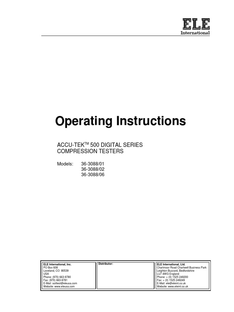 Manual ELE Internacional Maquina de Compresion | PDF | Pump | Fax
