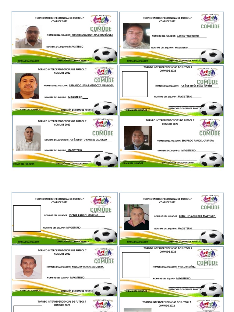 Credenciales Futbol Comude | PDF | Asociación de Futbol | Códigos de fútbol
