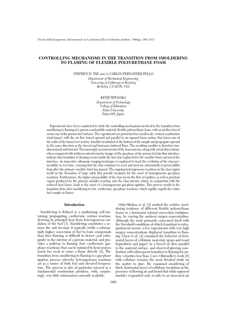 Controlling Mechanisms in The Transition From Smoldering | PDF | Combustion | Pyrolysis