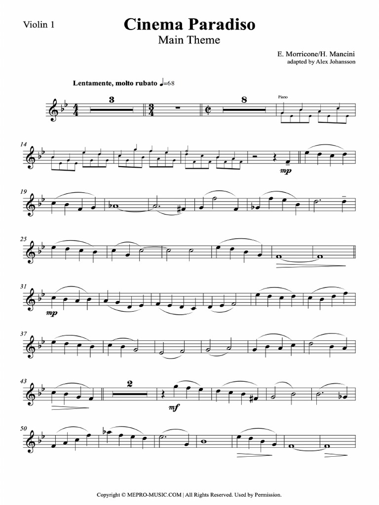 10 E. Morricone - Cinema Paradiso - Main Theme - Violin 1 | PDF 10 E. Morricone - Cinema Paradiso - Main Theme - Violin 1 | PDF