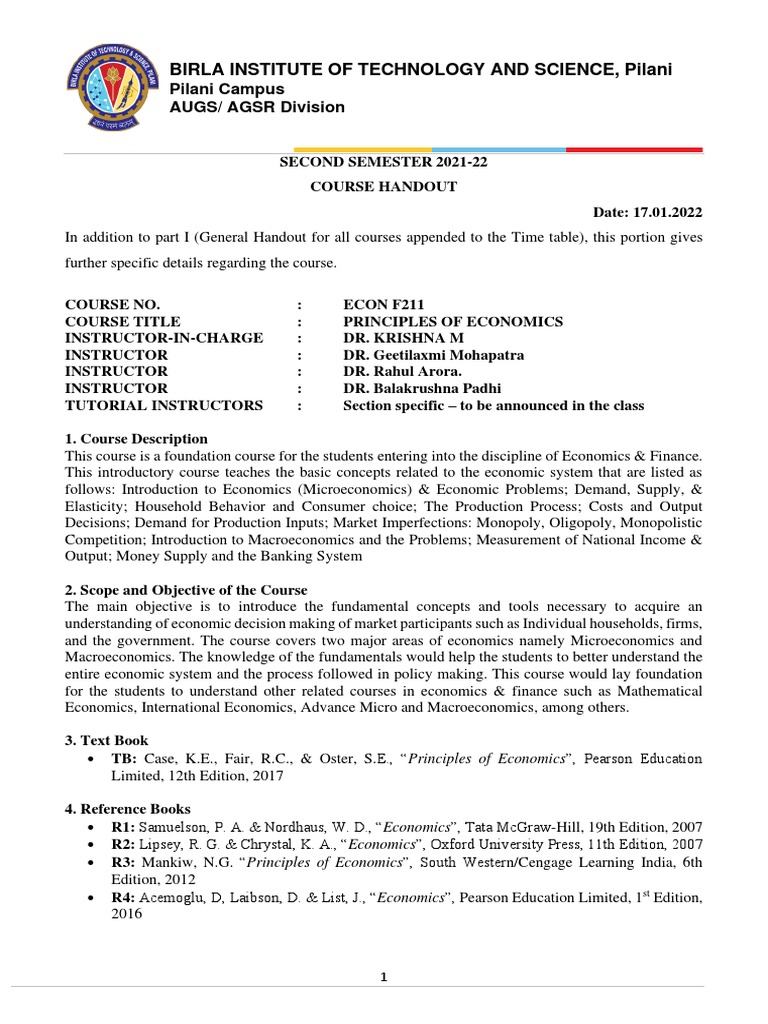 Econ F211 1023 | PDF