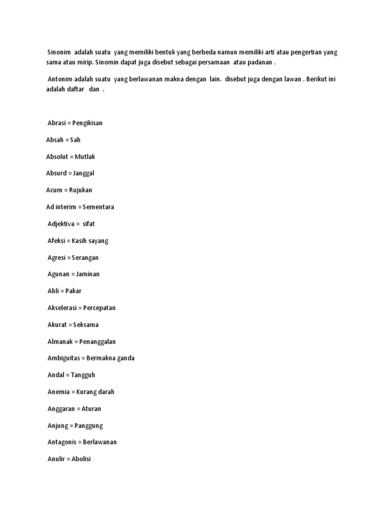 Kata Sinonim Ad-WPS Office | PDF