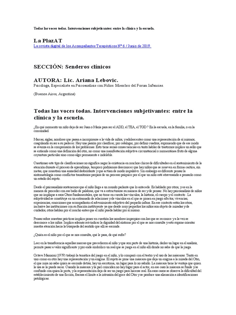 Lebovic Todas Las Voces Todas | PDF