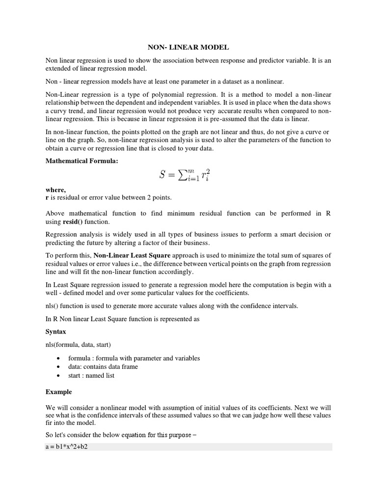 Nonlinear Model | PDF | Regression Analysis | Linear Regression