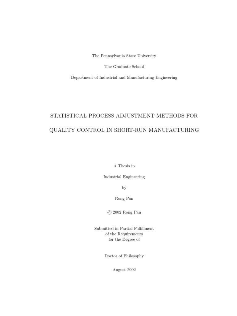 Statistical Process Adjustment Methods for Quality Control | PDF | Applied Mathematics | Statistics