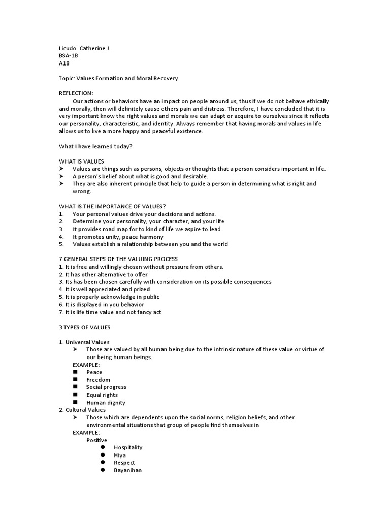 Values Formation and Moral Recovery | Download Free PDF | Morality ...