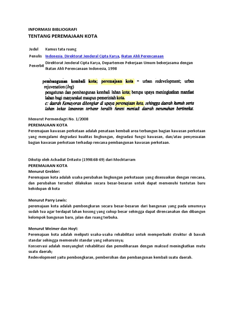 Definisi Peremajaan Kota | PDF | Sejarah