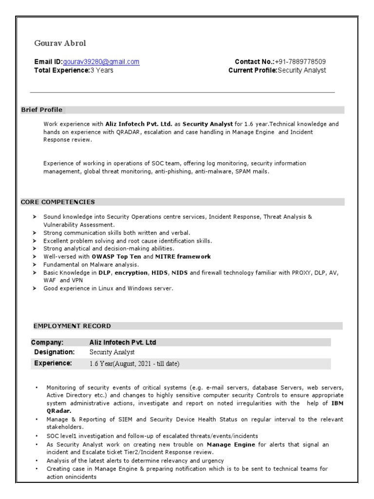Gourav Experience Resume | PDF