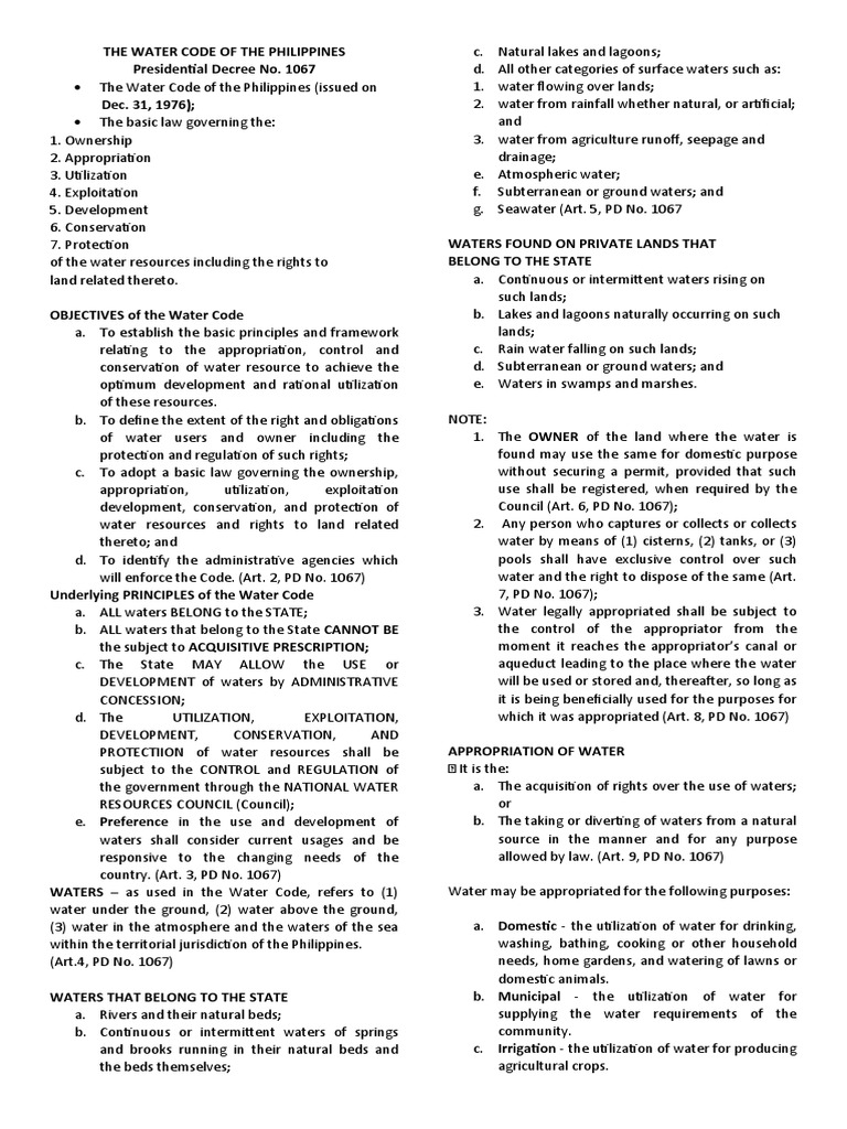 Overview of the Philippine Water Code | PDF | Water | River