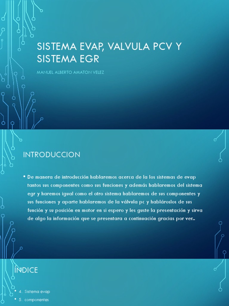 Sistema Evap, Valvula PCV y Sistema Egr | PDF | Química | Ingeniería ...