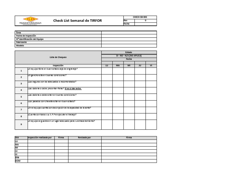 Check List de Tirfor | PDF