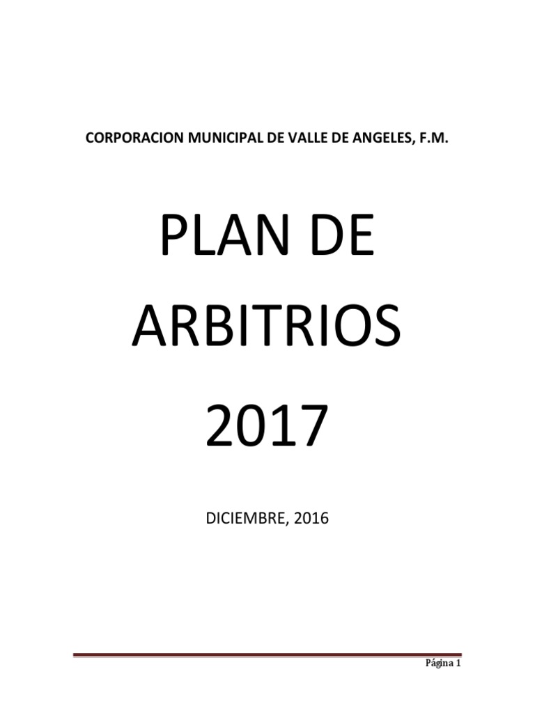 Plan de Arbitrios 2017 | PDF | Impuestos | Economias