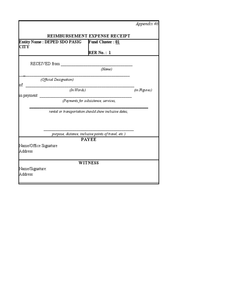 Reimbursement Expense Receipt (RER) | PDF | Payments | Taxation