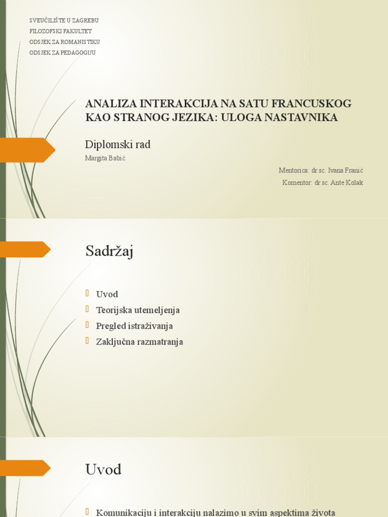 Diplomski Prezentacija Margita Babić | PDF
