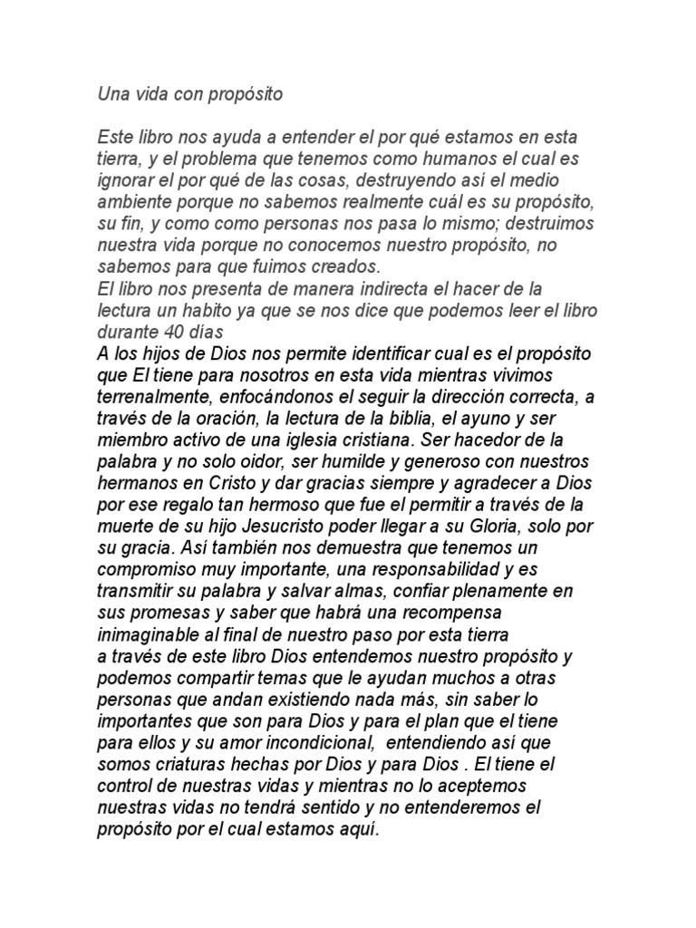 Una Vida Con Proposito | PDF