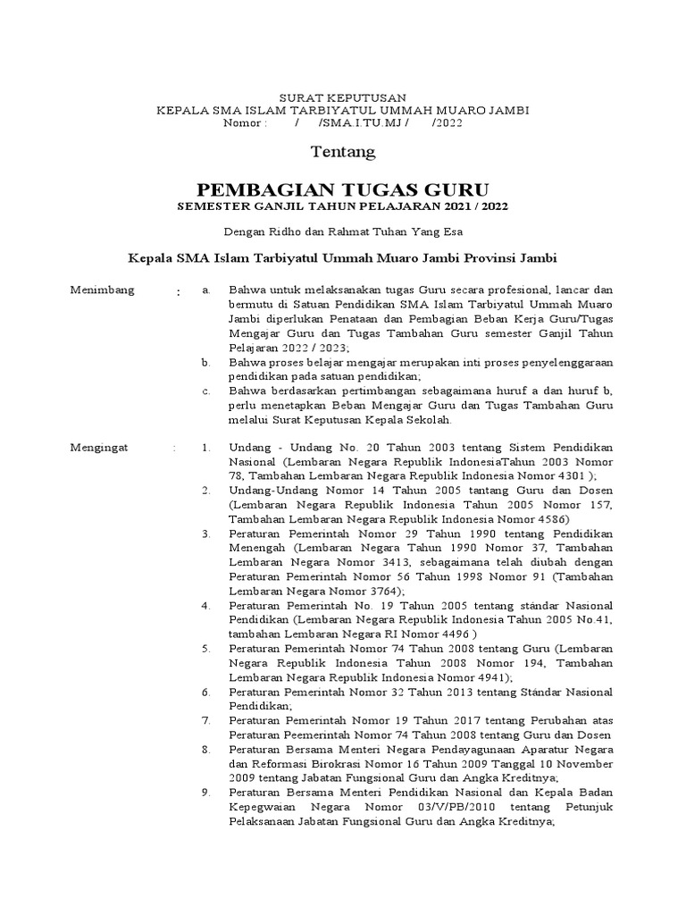 Surat Keputusan Guru | PDF