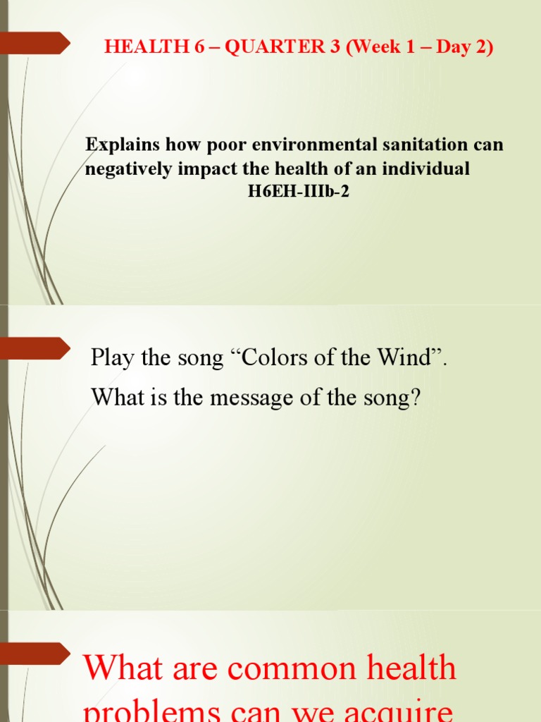 MAPEH 6 - HEALTH PPT Q3 W1 - How Poor Environmental Sanitation Can ...