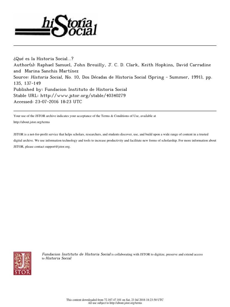 ¿Qué Es La Historia Social... ? | PDF