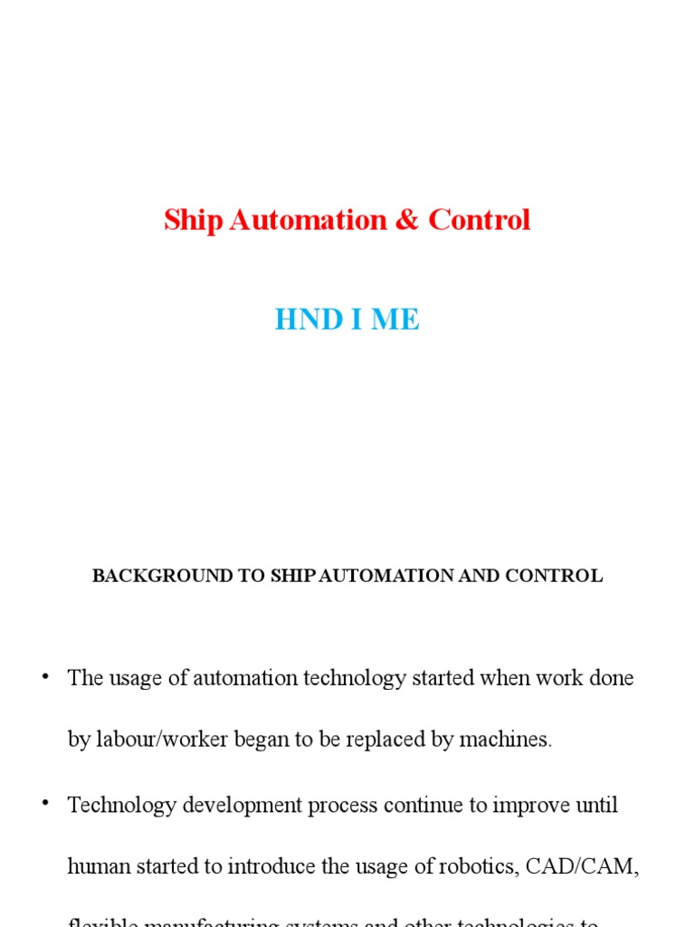 Ship Automation ppt.1 | PDF | Automation | Machines