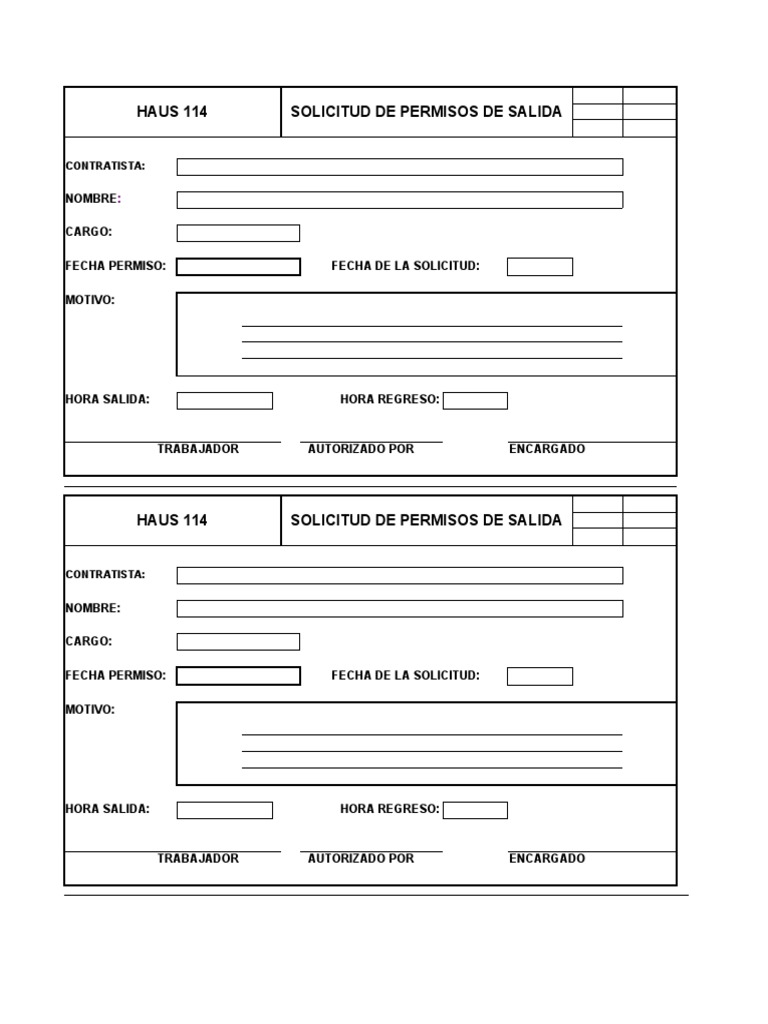 Permiso Solicitud de Salida | PDF