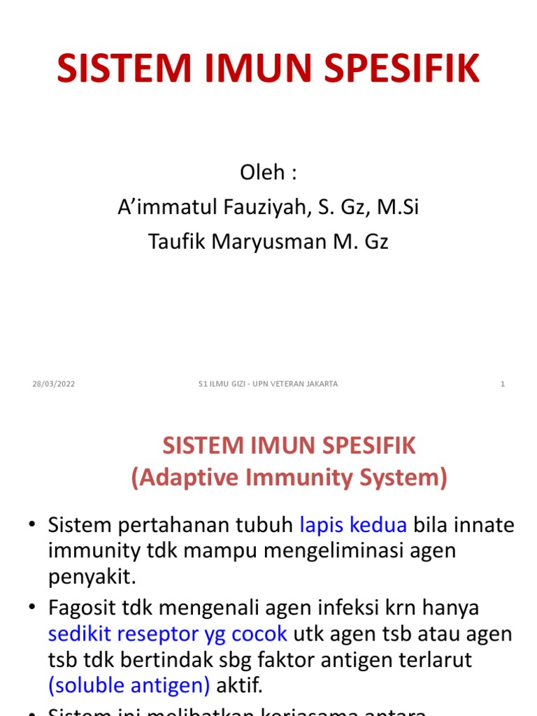 Sistem Imun Spesifik (Adaptif) - 1 | PDF