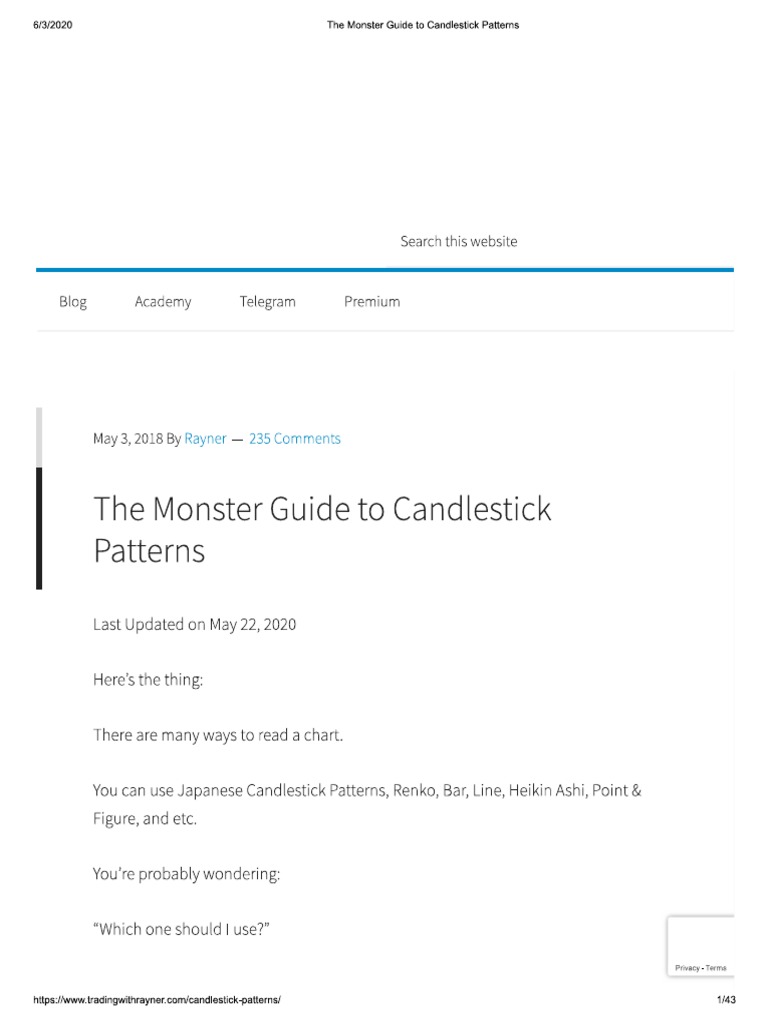 Monster Guide To Candlestick Pattern 210324 130607 1 | PDF