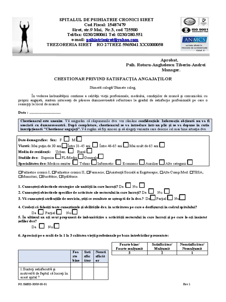 Chestionar Satisfactie Angajati | PDF