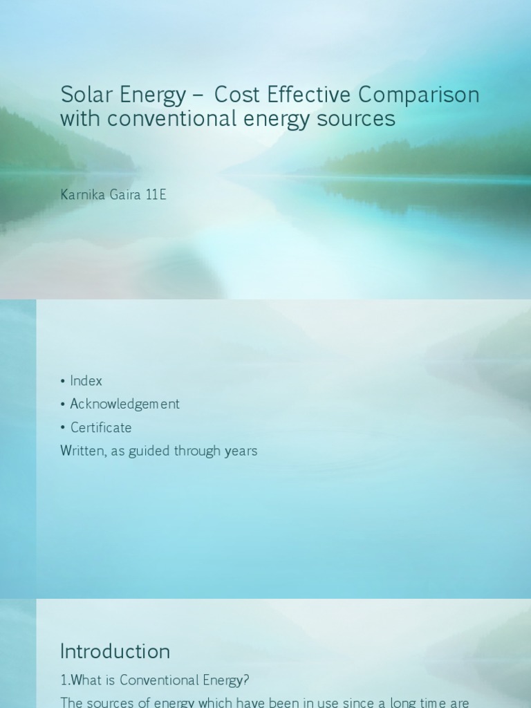Solar Energy - Cost Effective Comparison With Conventional | PDF