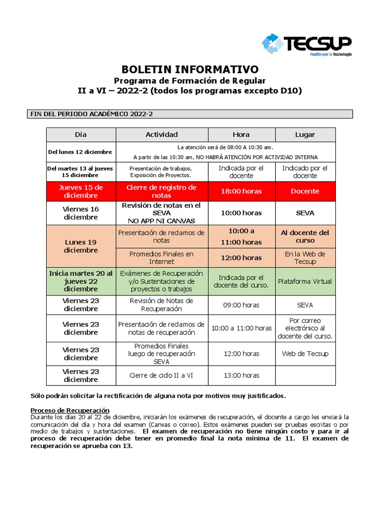 Boletín PFR Fin 2022-2 - II A VI Todas - Alumnos | PDF