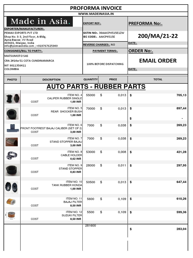 Fra Importacion India Dic 2022 | PDF
