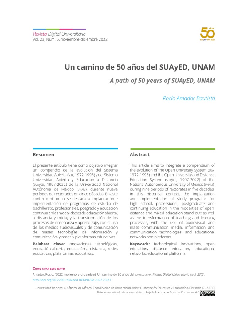A Path of 50 Years of SUAyED, UNAM | PDF