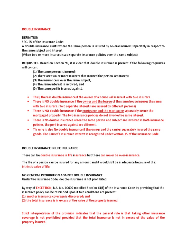 An In-Depth Examination of Double Insurance Policies, Over-Insurance ...