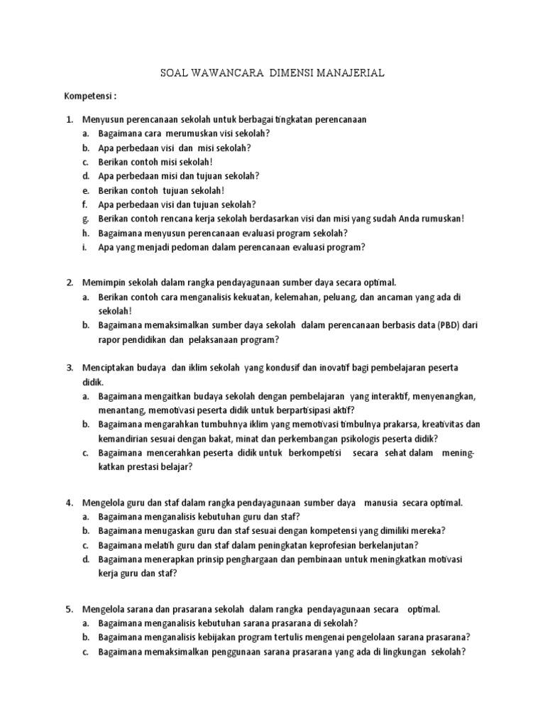 Soal Wawancara Dimensi Manajerial | PDF