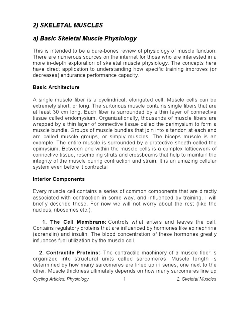 2) SKELETAL MUSCLES A) Basic Skeletal Muscle Physiology | PDF | Muscle ...