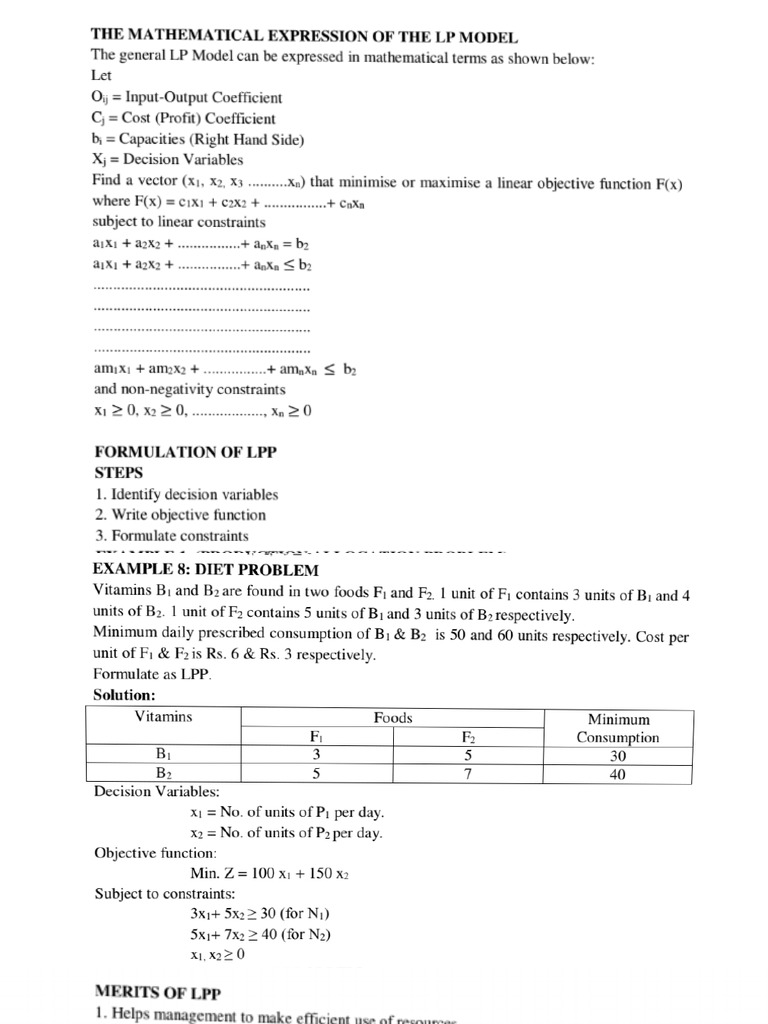 LPP Diet Problem | PDF